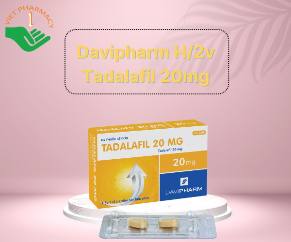 Thuốc điều trị yếu sinh lý, xuất tinh sớm, rối loạn cương dương Davipharm H/2v Tadalafil 20mg ...