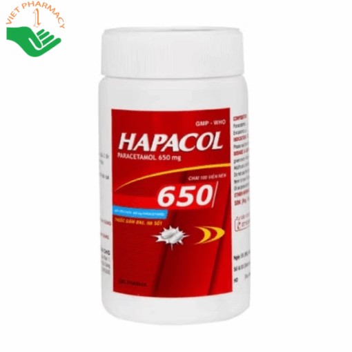 Thuốc Hapacol Paracetamol 650mg giảm đau, hạ sốt (Hộp 100 viên)